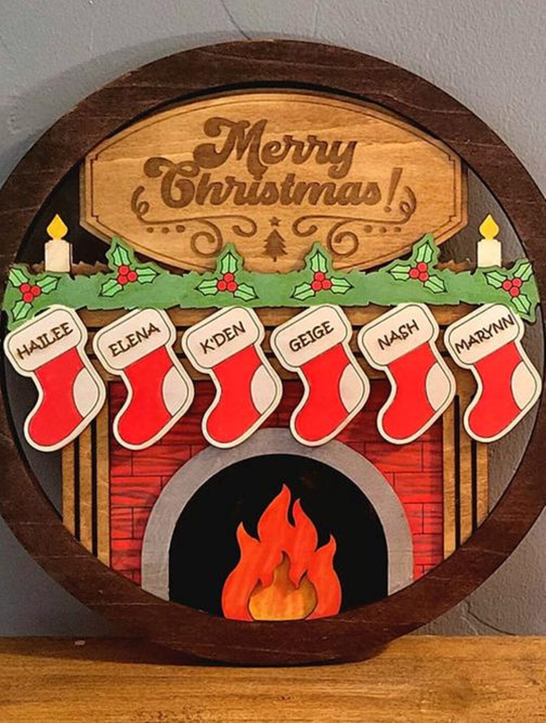 Personalized Christmas Stocking Wall Hanging Christmas Family ...