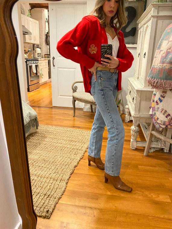 Preppy Red Lady Di style Embroidered Red Karin Scott … - Gem