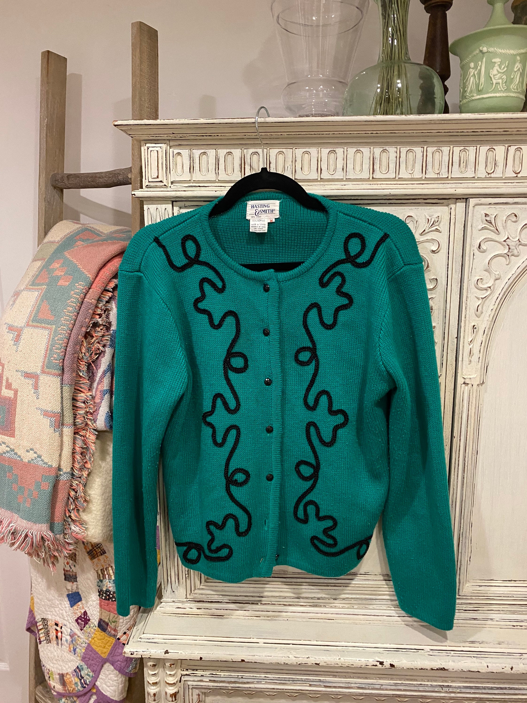 Bright Green Vintage Cardigan - Etsy