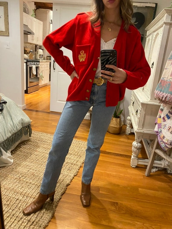 Preppy Red Lady Di style Embroidered Red Karin Scott … - Gem