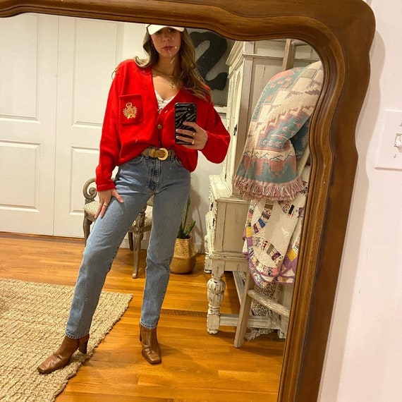 Preppy Red Lady Di style Embroidered Red Karin Scott … - Gem