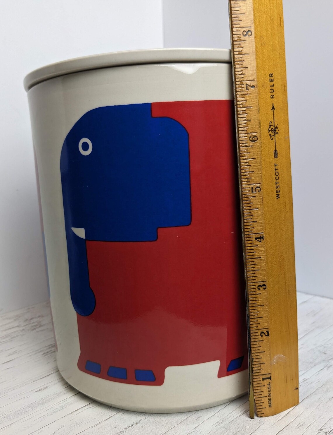 Taylor & NG Minimals Elephant Canister, Red and Blue, 1964, Made in ...