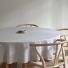 Large White Round 100% Linen Tablecloth. Extra Wide 80" (200cm), 90 ...
