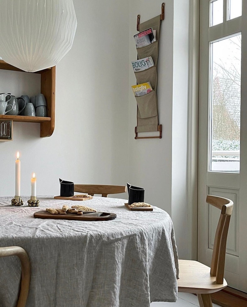 Large Round 100% Linen Tablecloth. Extra Wide 80 200cm, 90230cm ...