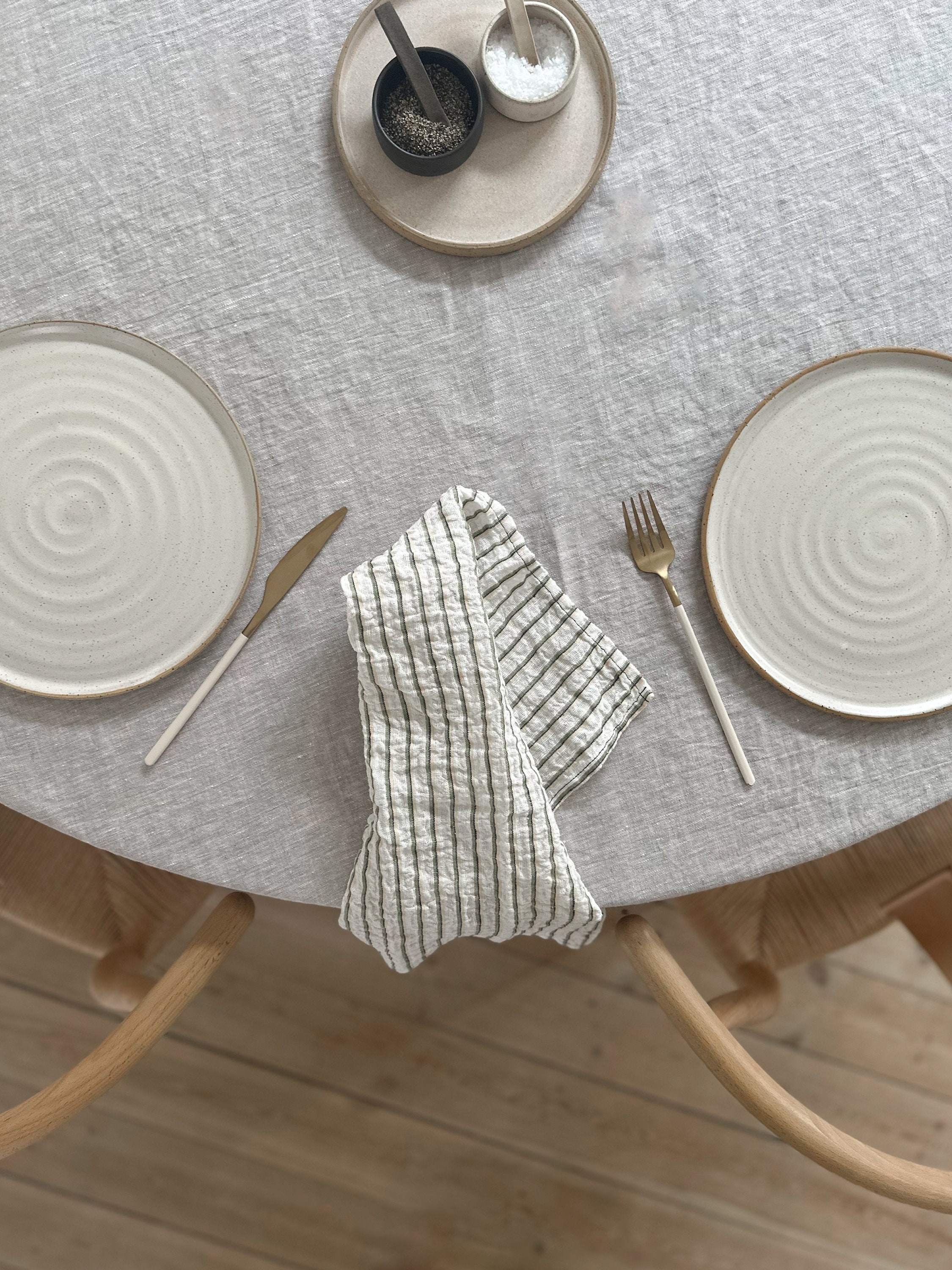 Large Round 100% Linen Tablecloth. Extra Wide 80" (200cm), 90"(230cm ...