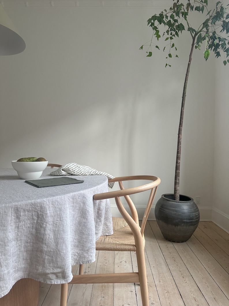 Custom Made Extra Large Round Tablecloth. Stonewashed Linen. Wide 80 ...