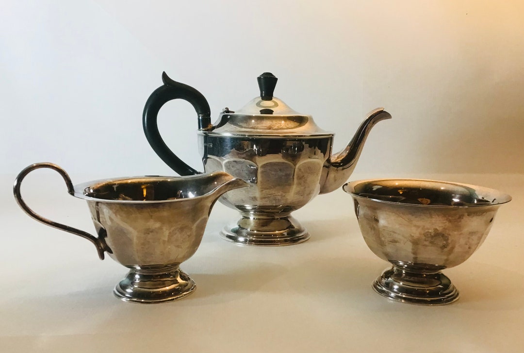 Art Deco 1920's Silver Plated Bakelite 3 Piece Tea Set - Etsy