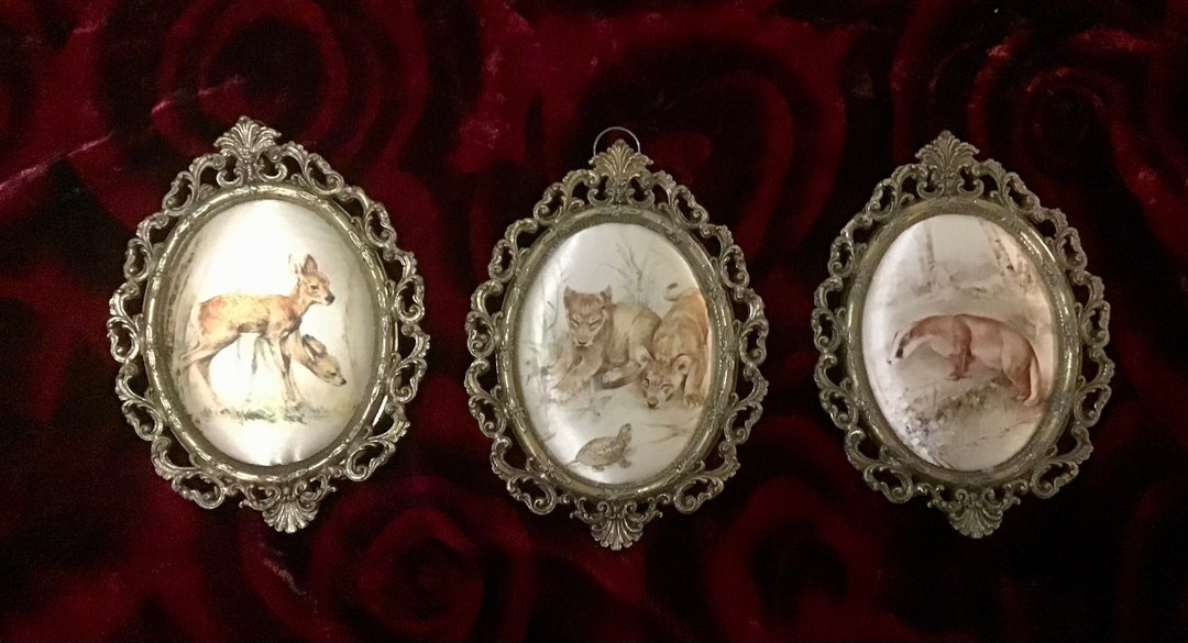 Vintage Victorian Style Silk Miniature Oval Prints by Salbert - Etsy