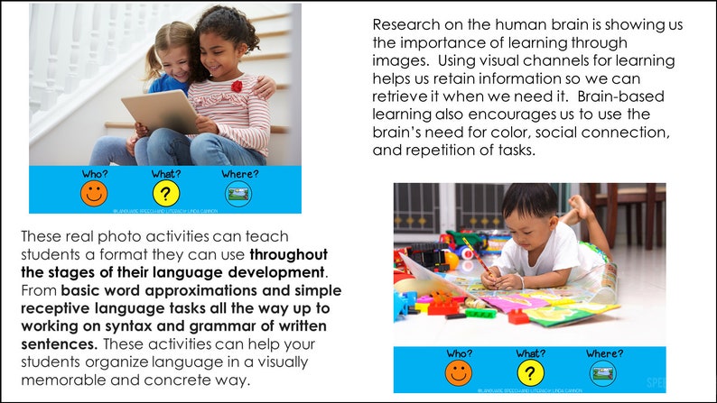 Speech Therapy Real Photos With WH Questions Visuals to Increase MLU ...