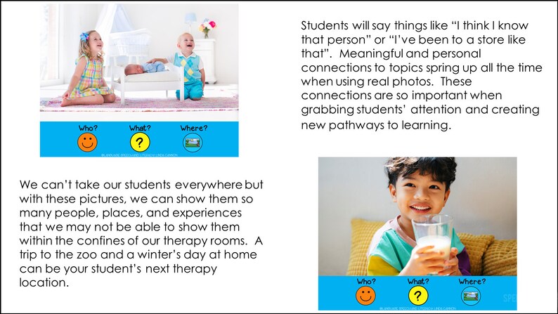 Speech Therapy Real Photos With WH Questions Visuals to Increase MLU ...