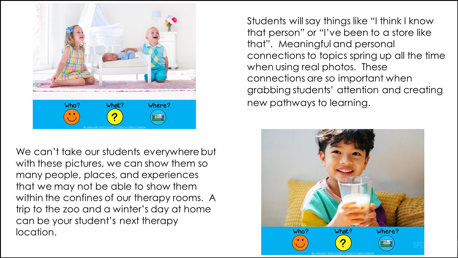 Speech Therapy Real Photos With WH Questions Visuals to Increase MLU ...