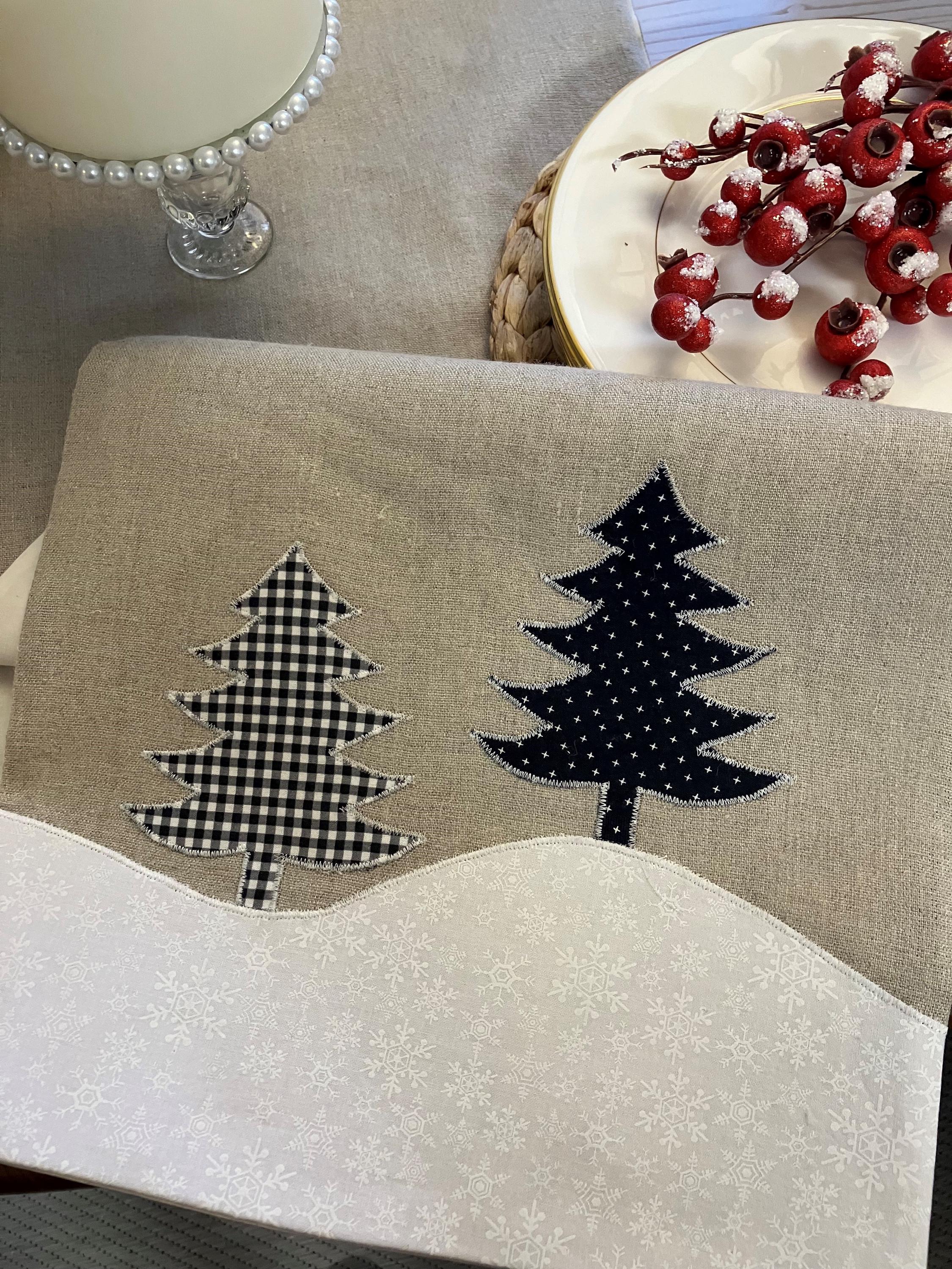Natural Color Linen Table Runner, Christmas Tree Table Runner, 72 Long ...