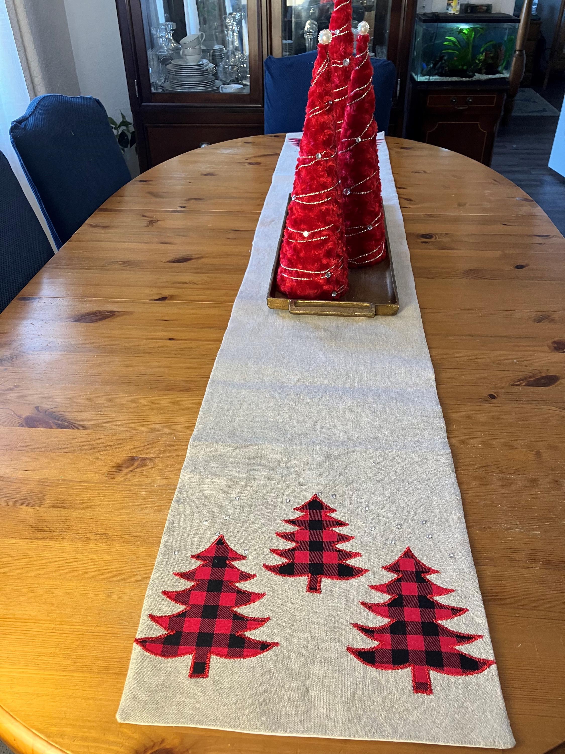 Set of 3 Red Christmas Cone Trees, Fireplace Decoration, Mantle ...