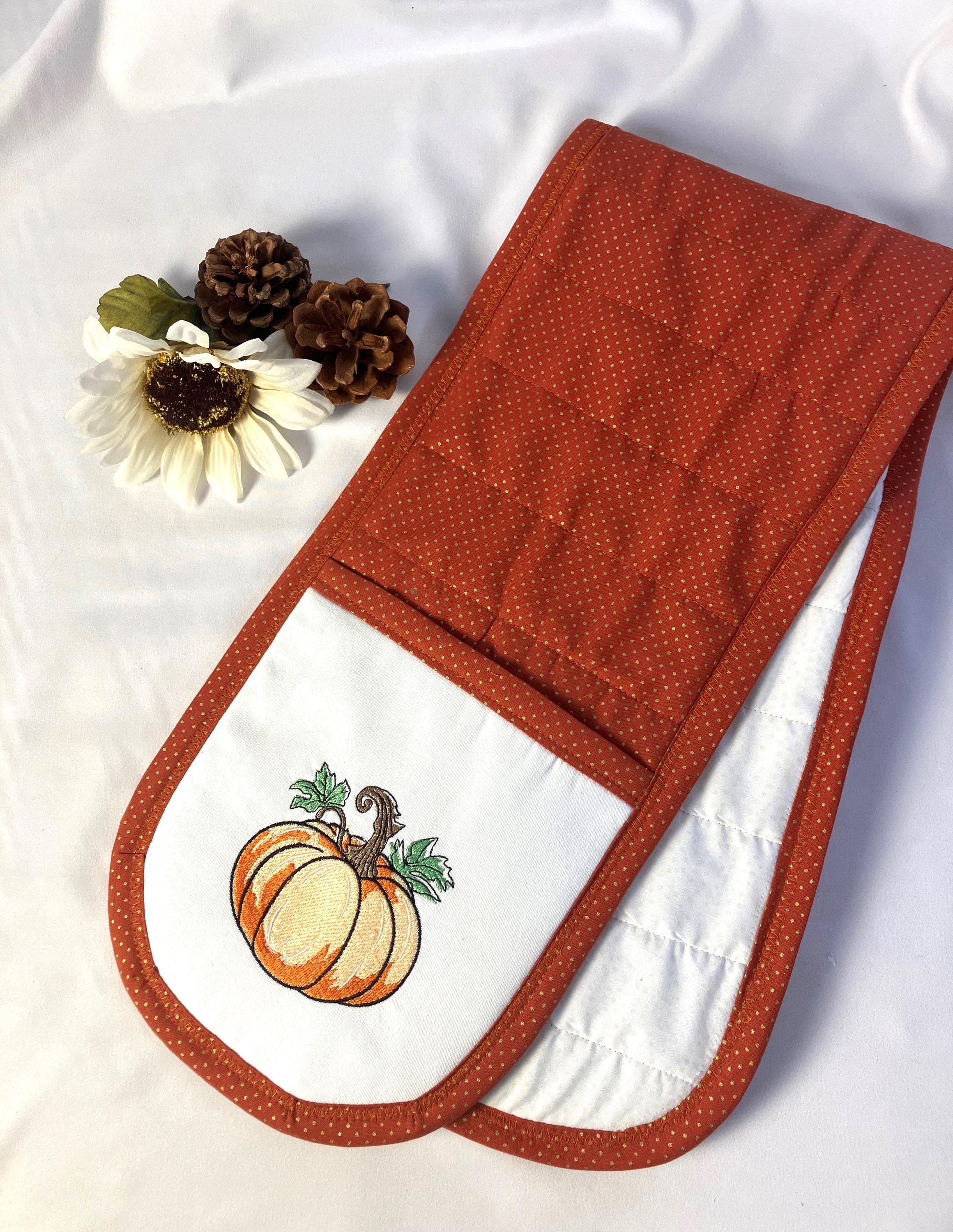 Pumpkin Pot Holder, Fall/thanksgiving Double Oven Mitt, Pot Holder, Thanksgiving Kitchen Towel ...