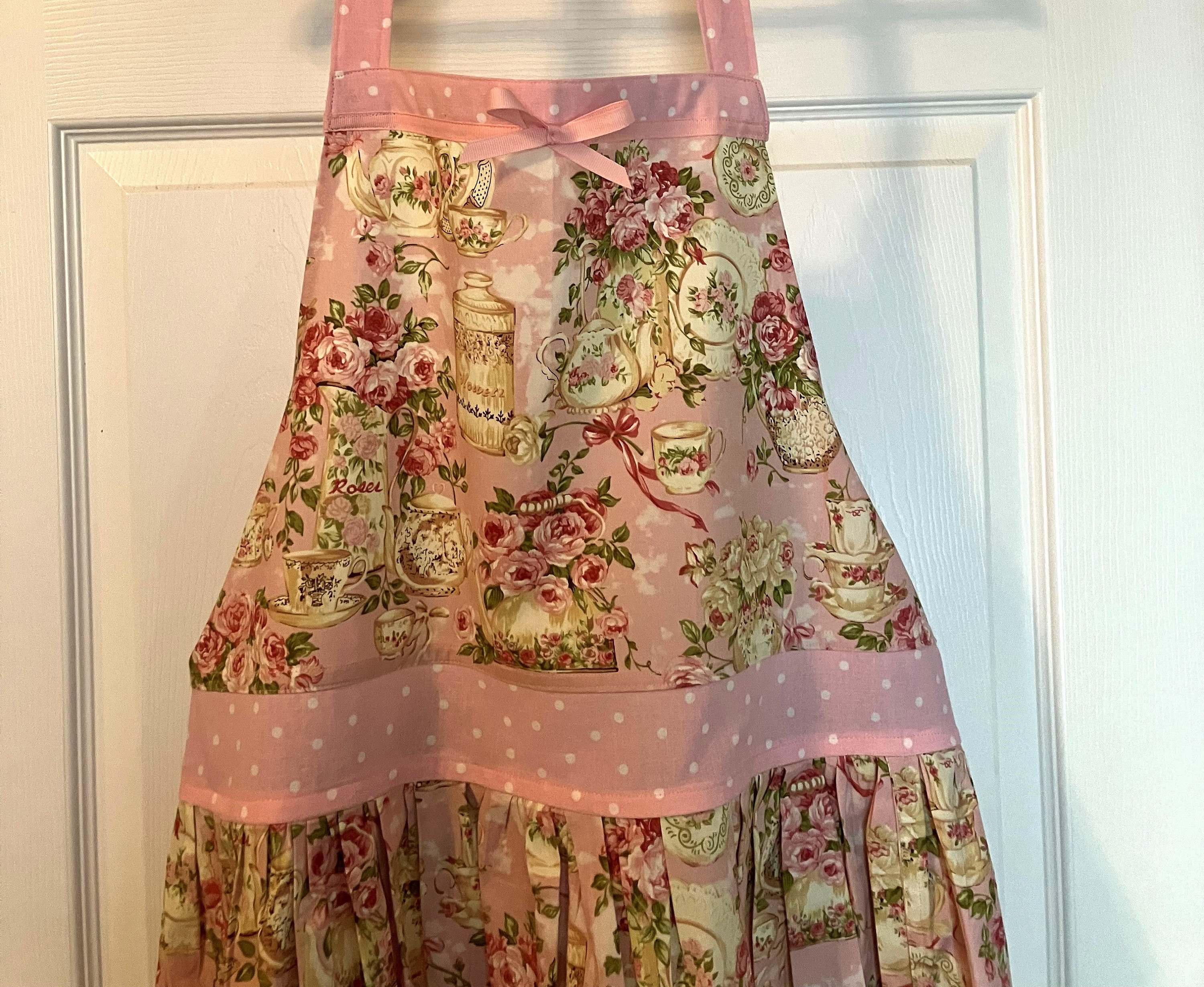 Ladies Apron, Pink Shabby Chic Apron, Pink Ladies Apron - Etsy