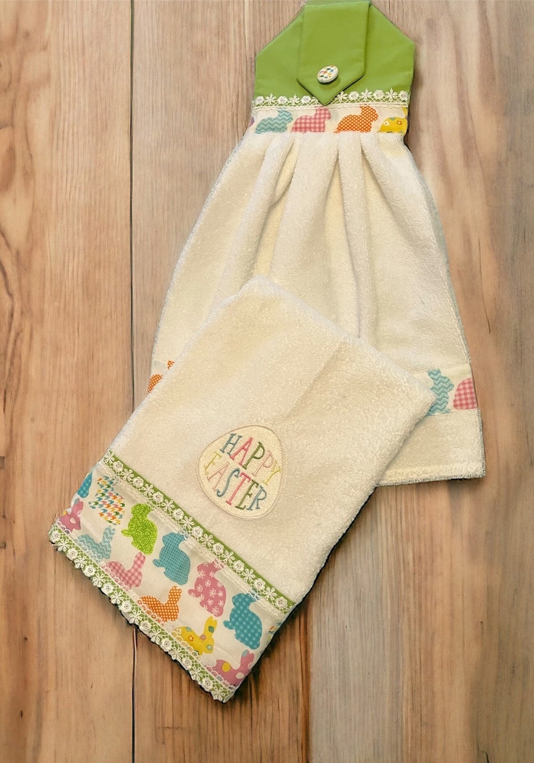 Set of 2 Easter Tea Towels, Easter Bunny Dish Towel, Easter Hand Towel ...