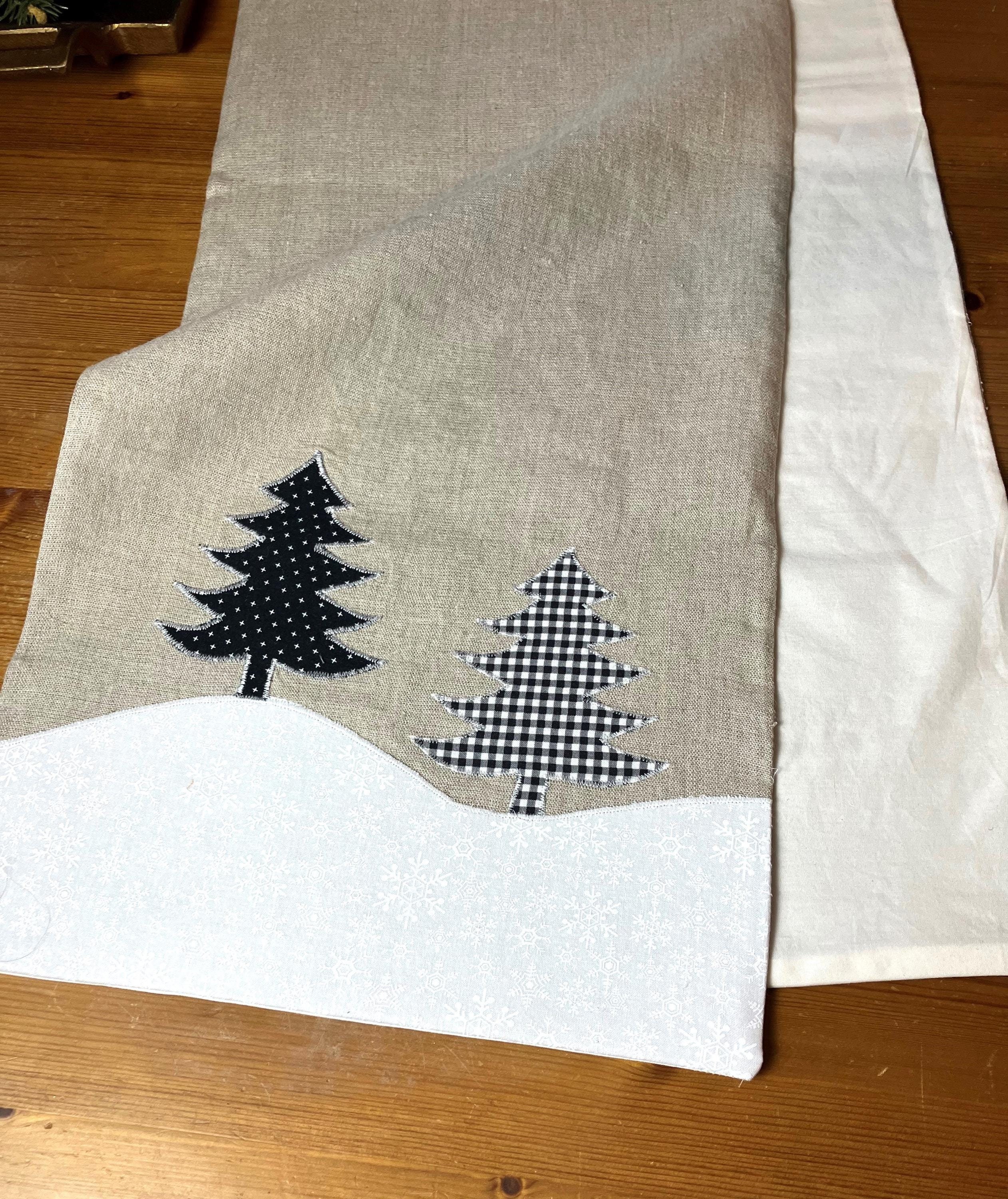 Natural Color Linen Table Runner, Christmas Tree Table Runner, 72 Long ...