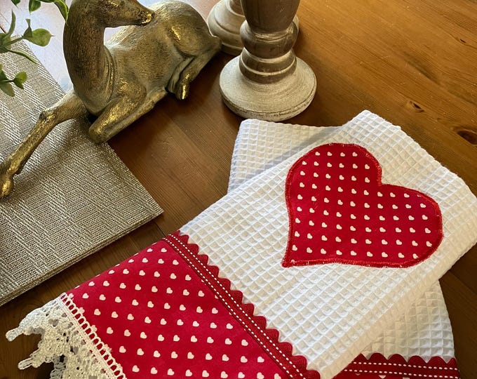 Valentine's Tea Towel, Heart Dish Towel, Valentine's Day Hand Towel ...