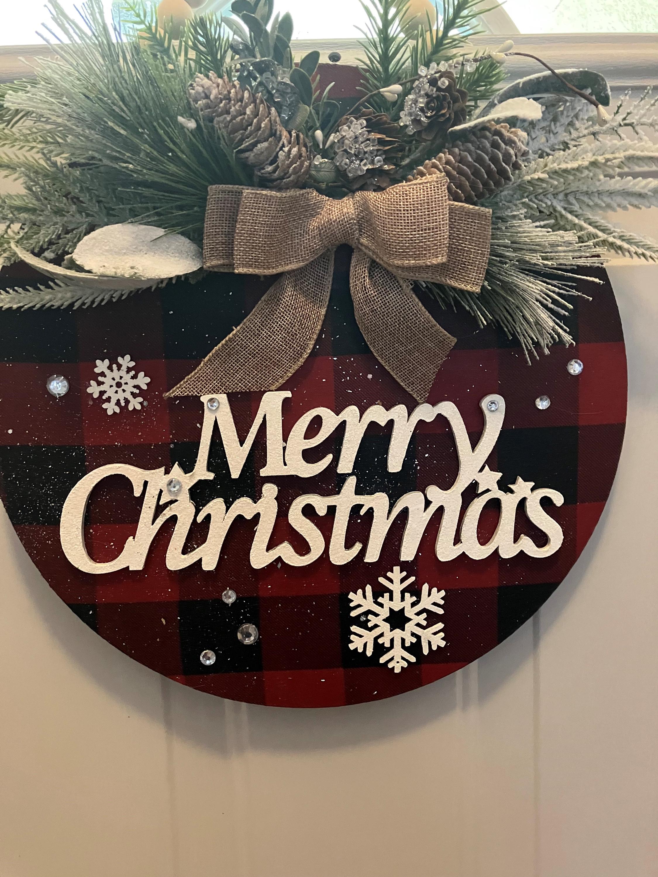 Christmas Door Hanger, Front Door Decoration, Holiday Door Hanger ...