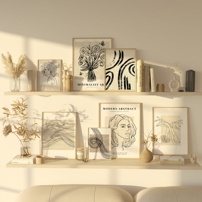 Neutral Gallery Wall Set Beige Wall Art Set Of3 Neutral Tone Wall Art ...