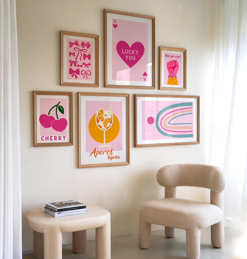 Blush Pink Gallery Wall Art Set: Coquette Preppy Decor (digital ...