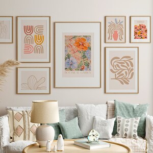 Neutral Tone Art Boho Home Decor Abstract Posters Gallery Wall Set Boho ...