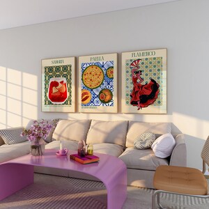 Modern Kitchen Decor Spanish Tile Prints for Wall Tapas Food Wall Decor ...