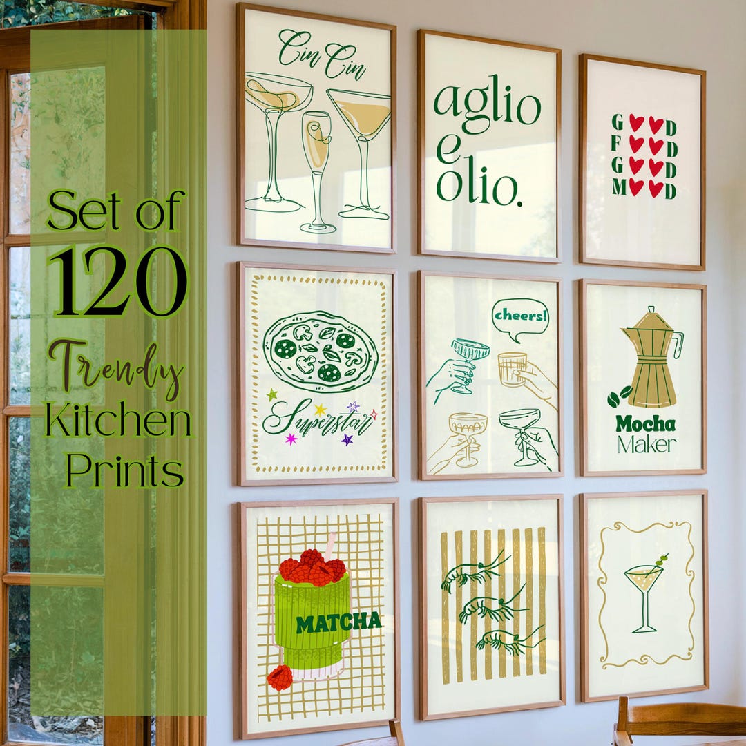 Mega Poster BUNDLE Kitchen Gallery Wall Set of 120 KITCHEN PRINTS Food ...