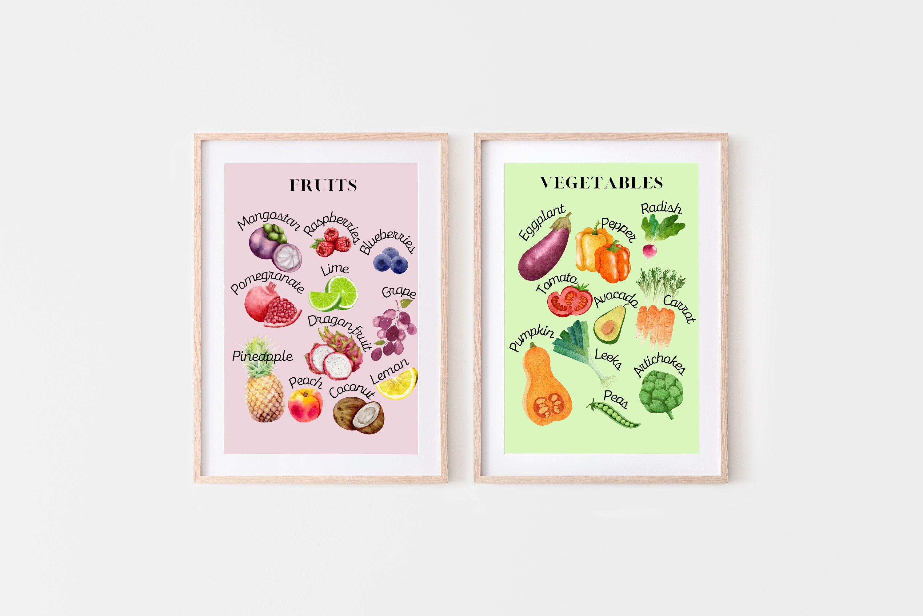 Set of 2 Educational Printable Posters Vegetables and Fruit MONTESSORI ...