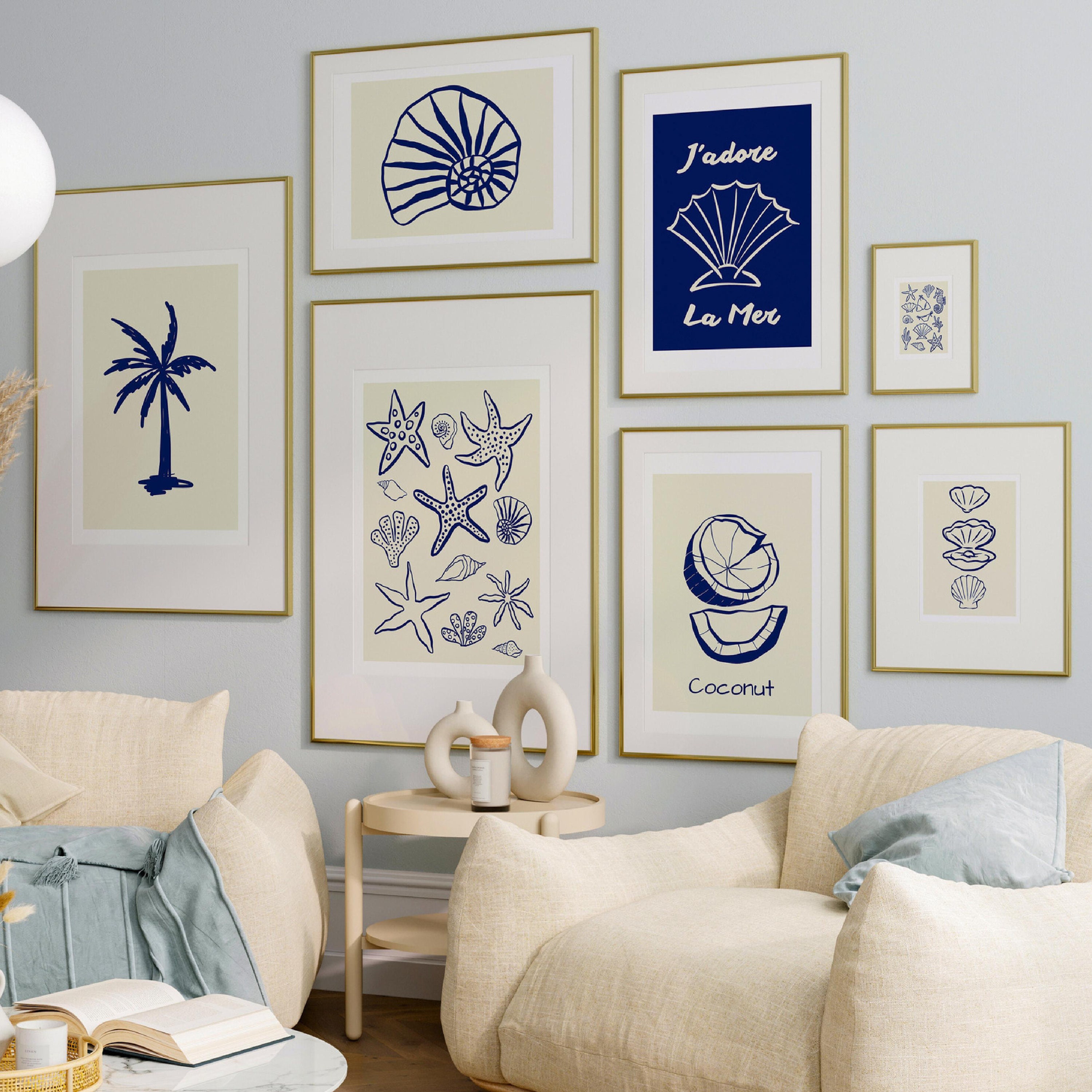 Beach Prints Coastal Wall Art Boho Poster Set Preppy Dorm Decor Coastal ...