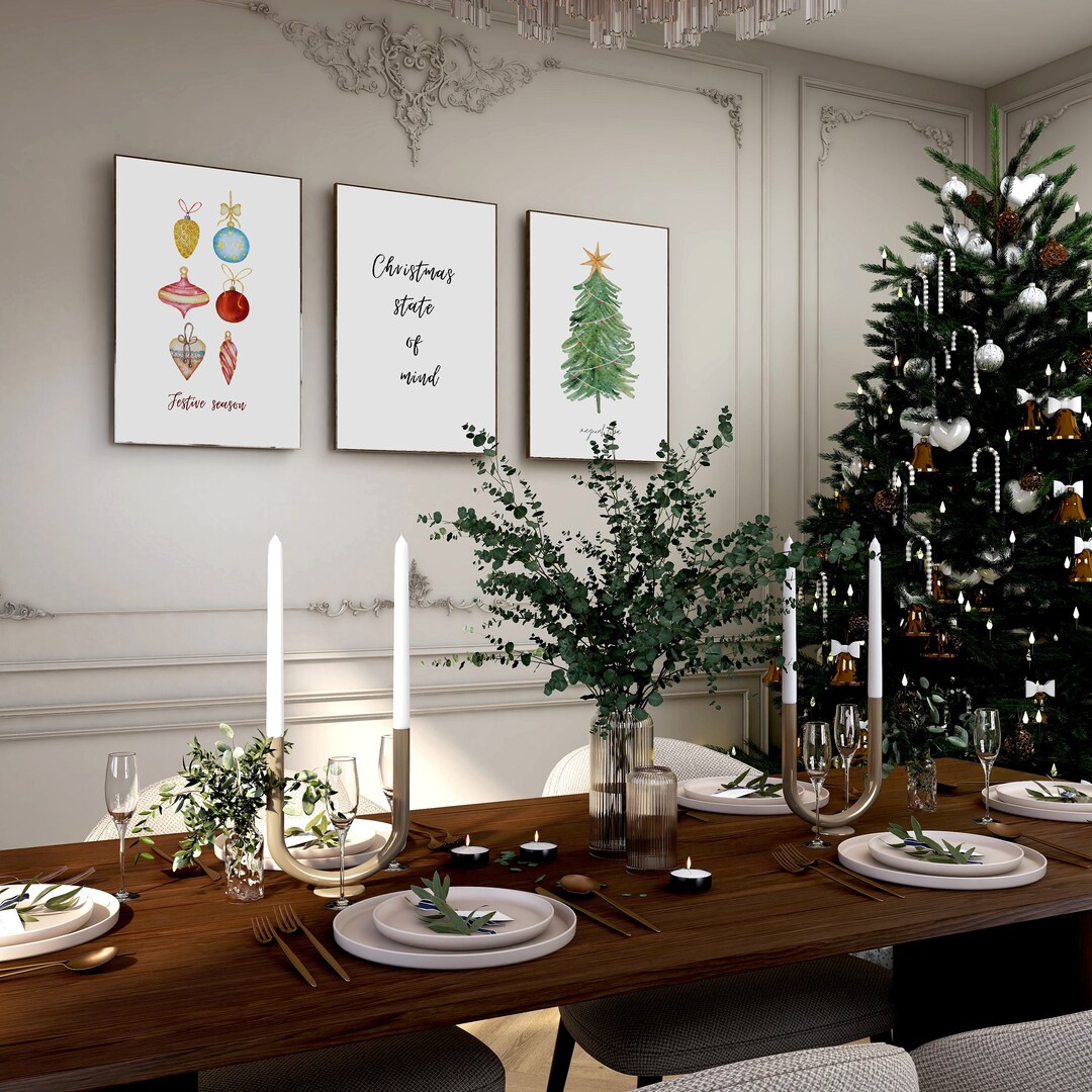 Christmas Wall Art Set Christmas Gallery Wall Art Modern Christmas Art ...