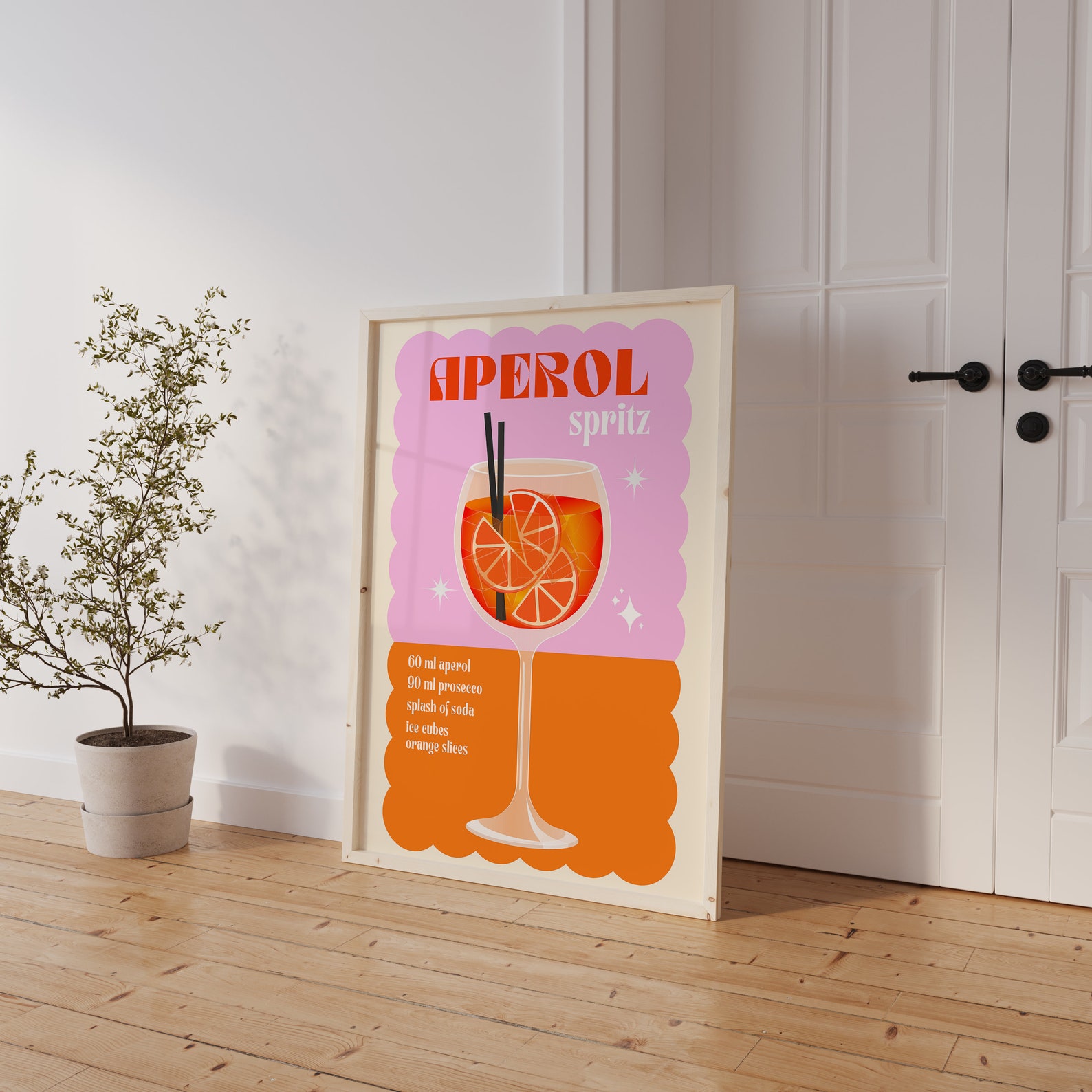 Aperol Spritz Retro Cocktail Print: Bar Cart Decor (digital Download ...