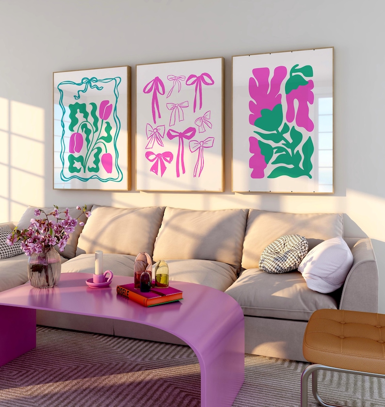 Trendy Bows Poster Botanical Printable Wall Art Modern Abstract ...