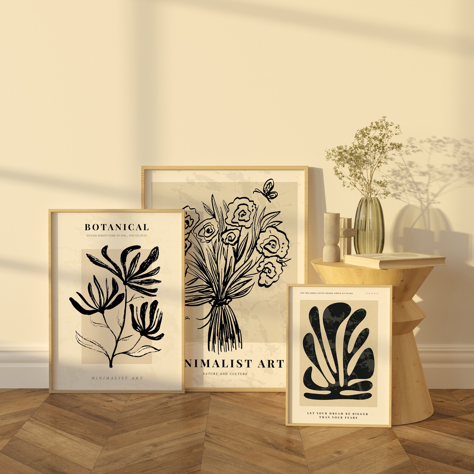 Neutral Gallery Wall Set Beige Wall Art Set Of3 Neutral Tone Wall Art ...