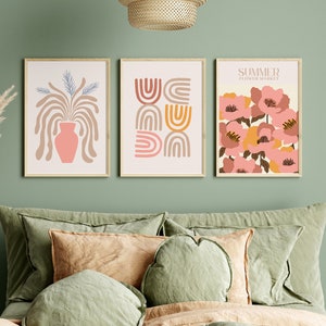 Neutral Tone Art Boho Home Decor Abstract Posters Gallery Wall Set Boho ...