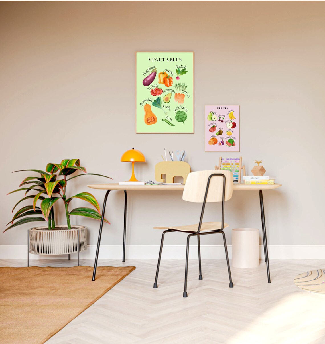 Set of 2 Educational Printable Posters Vegetables and Fruit - Etsy