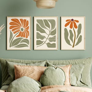 Boho Art Set Sage Green Modern Botanical Prints Moody Gallery Wall ...