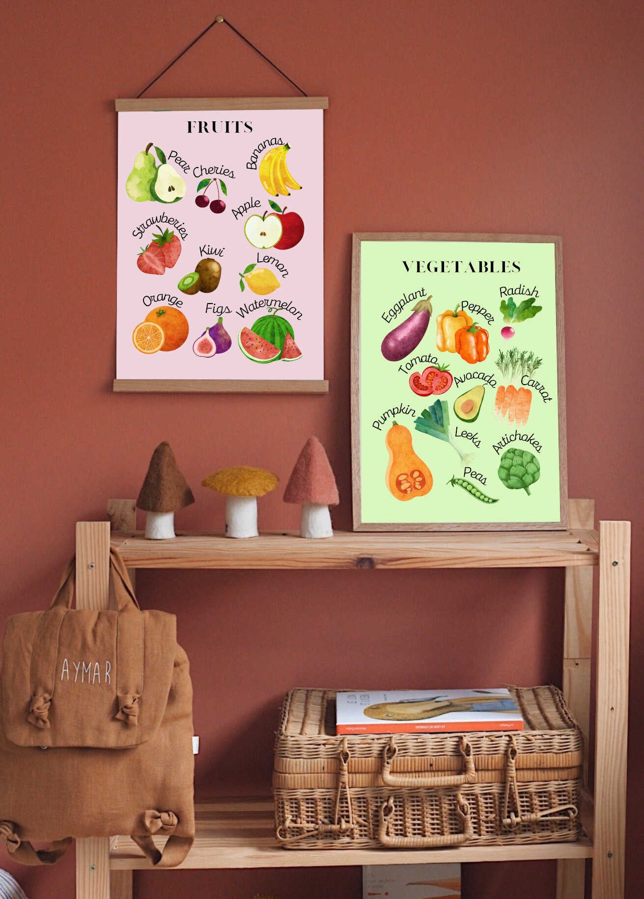 Set of 2 Educational Printable Posters Vegetables and Fruit - Etsy