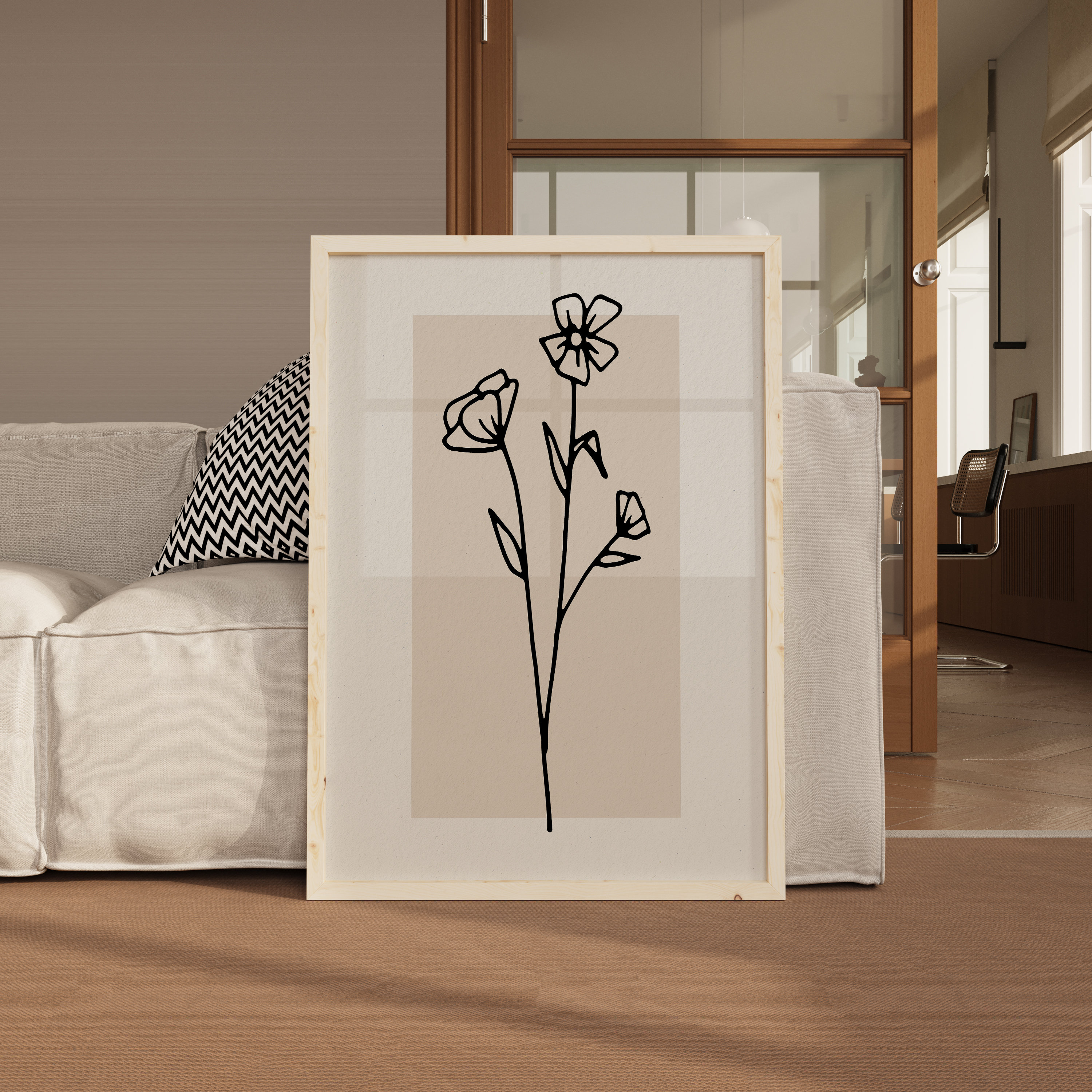 Line Drawing Botanical Line Art Gallery Wall Set Beige Wall Art Neutral ...