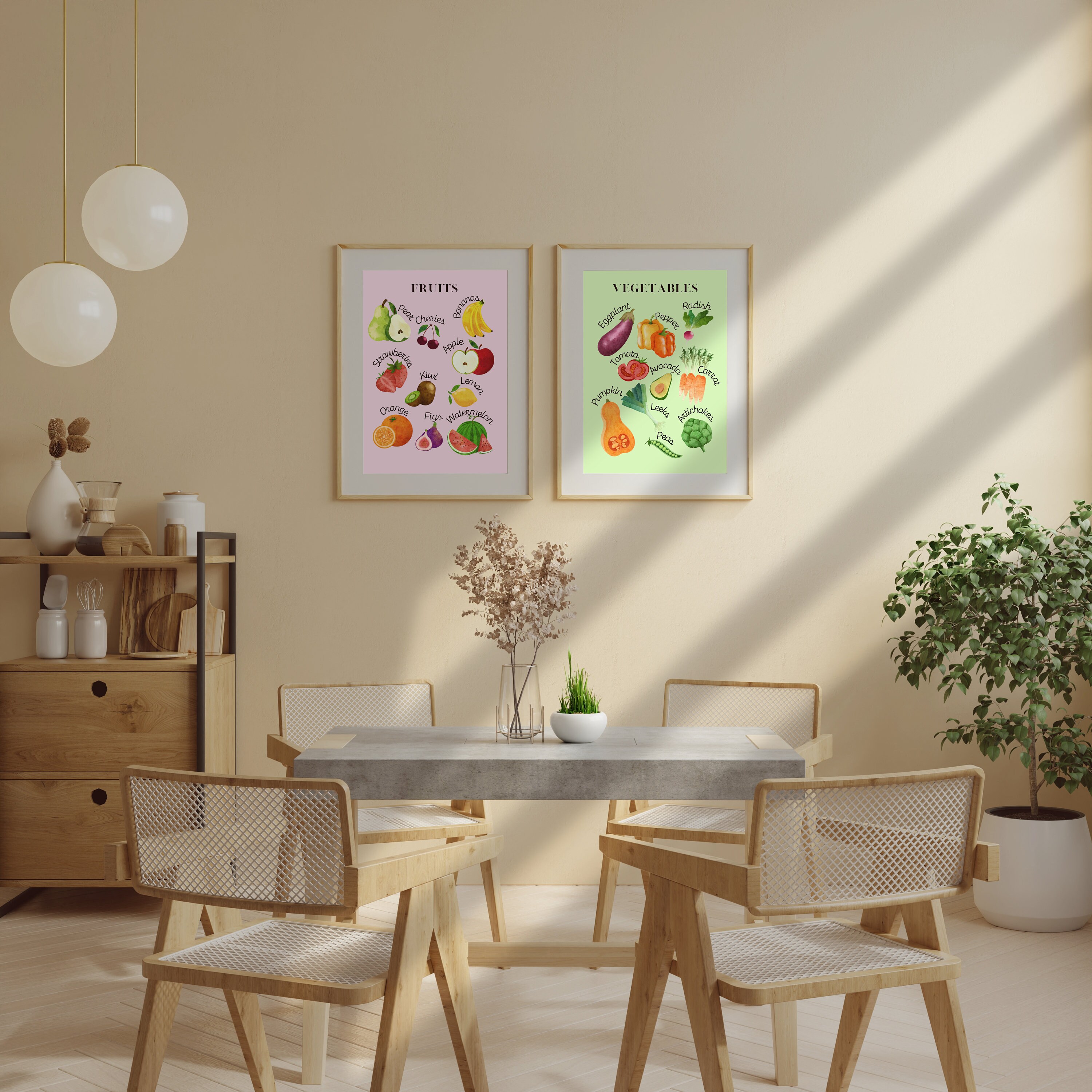 Set of 2 Educational Printable Posters Vegetables and Fruit - Etsy