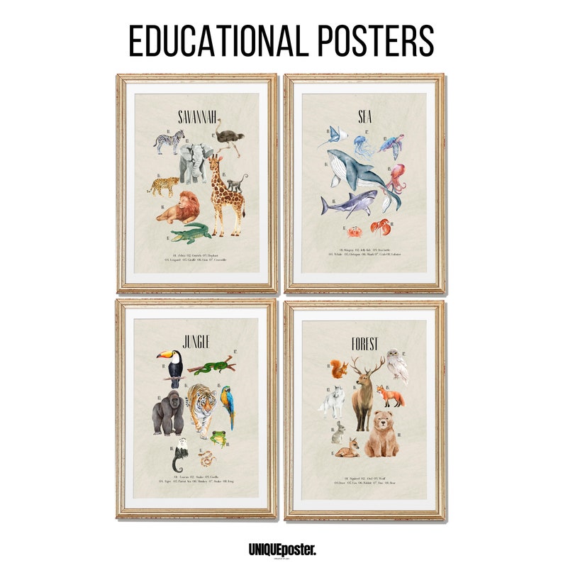 Animal Habitat Educational Posters, Set of 4 (digital Download) - Etsy