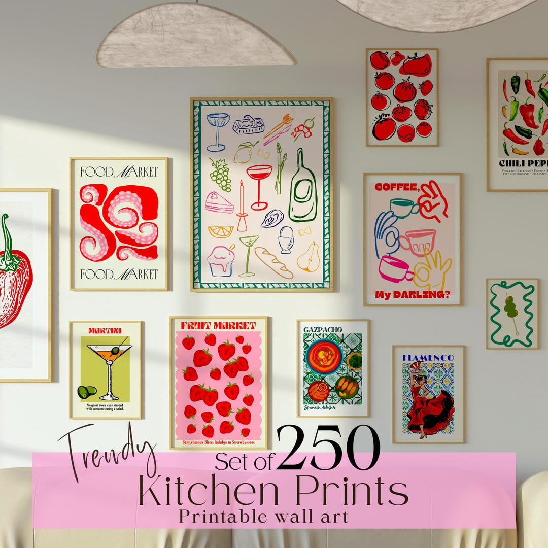 Mega Poster BUNDLE Kitchen Gallery Wall Set of 250 KITCHEN PRINTS Food ...