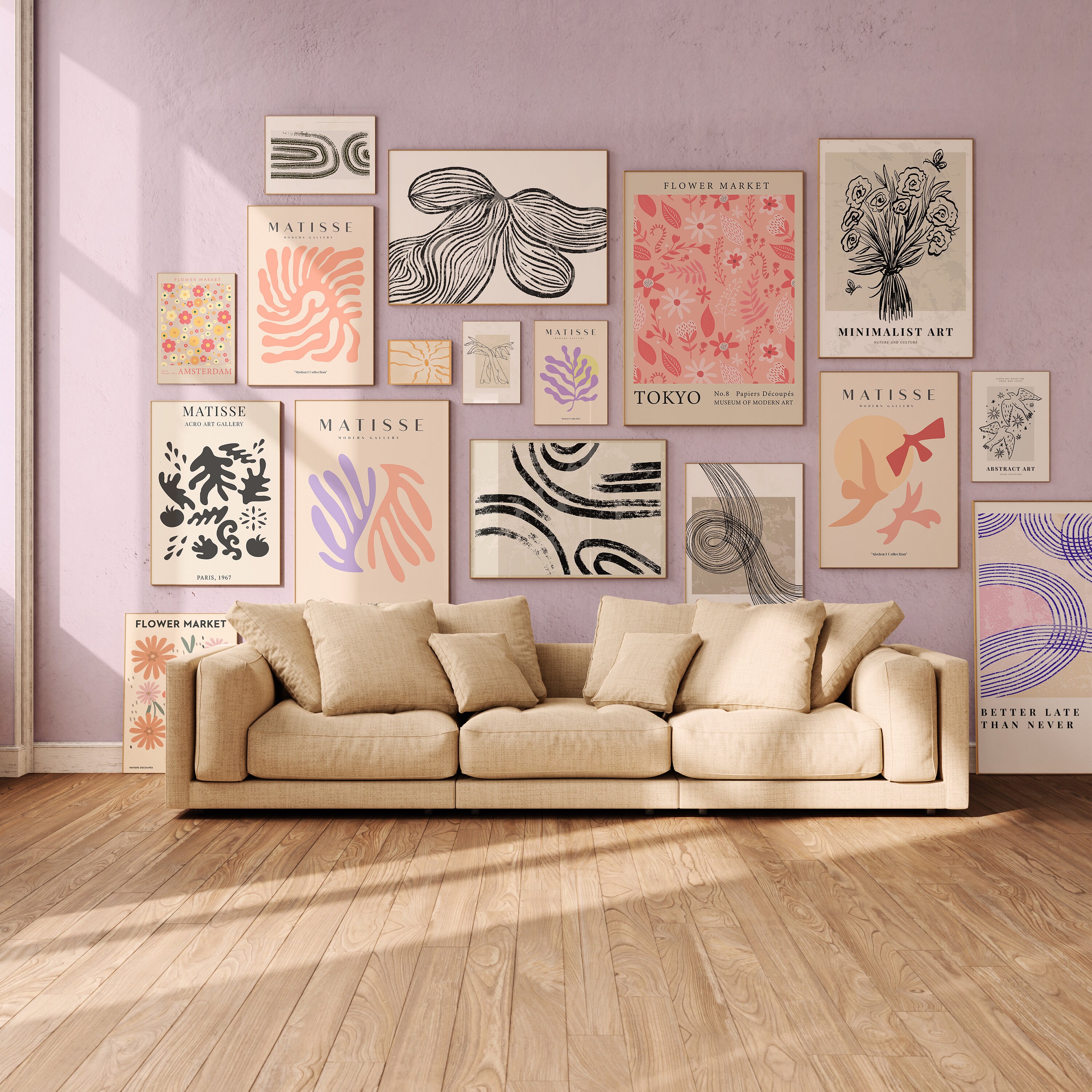 Neutral Gallery Wall Set Gallery Wall Bundle Exhibition Poster Set ...