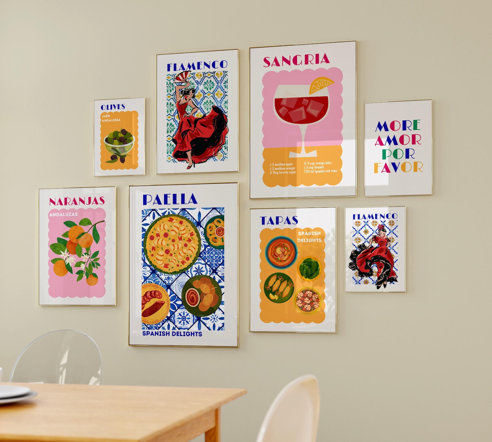 250 Mediterranean Food Market Wall Art, Colorful Kitchen Posters, Retro ...
