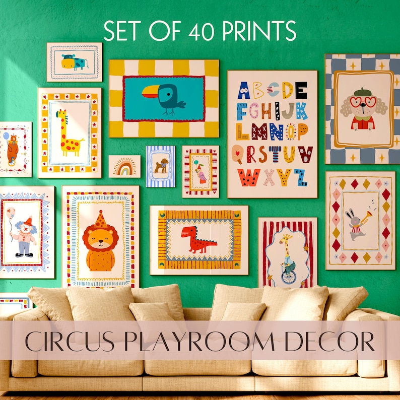 Kids Wall Art Mega Bundle 40 Printable Unisex Posters Nursery Decor Set ...