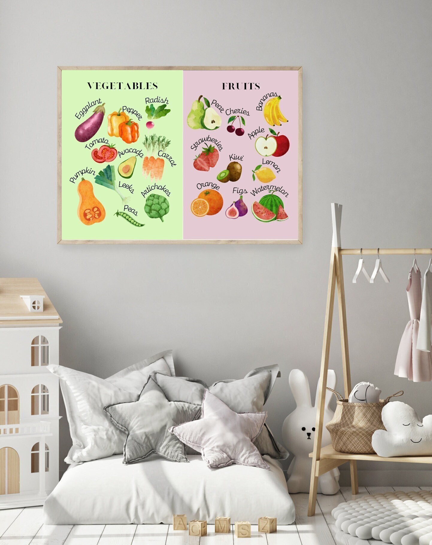 Set of 2 Educational Printable Posters Vegetables and Fruit - Etsy