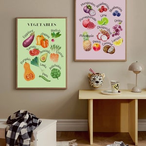 Set of 2 Educational Printable Posters Vegetables and Fruit MONTESSORI ...