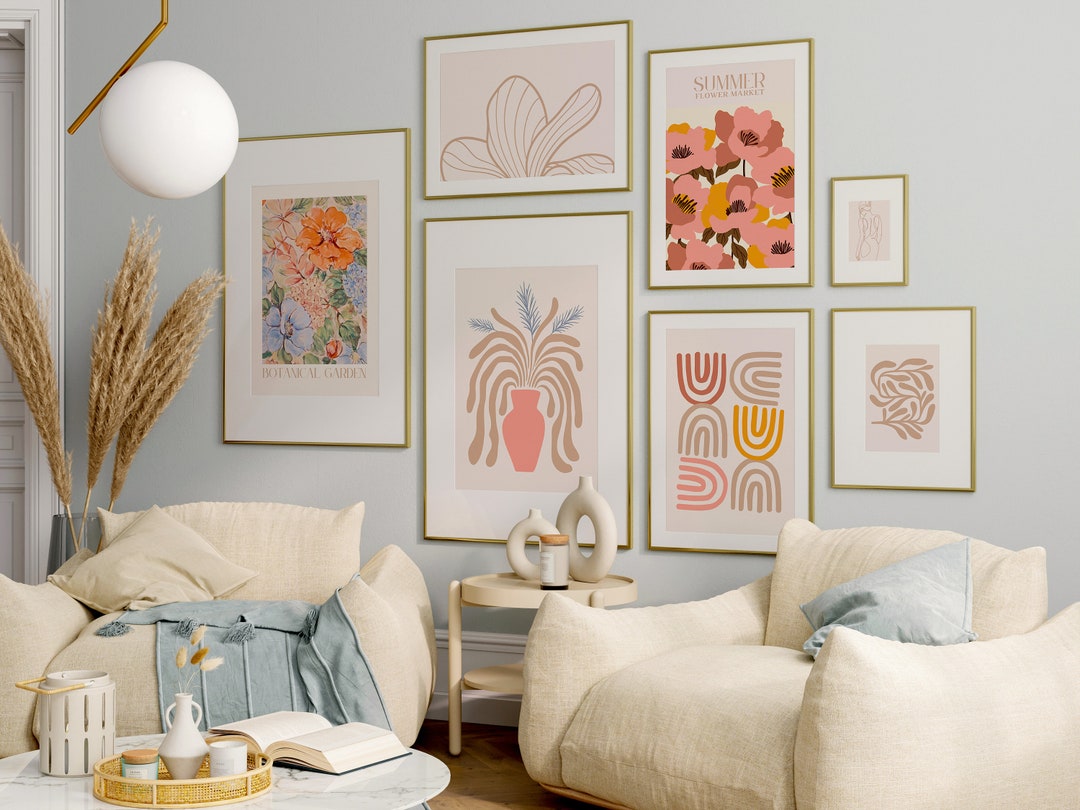 Neutral Tone Art Boho Home Decor Abstract Posters Gallery Wall Set Boho ...