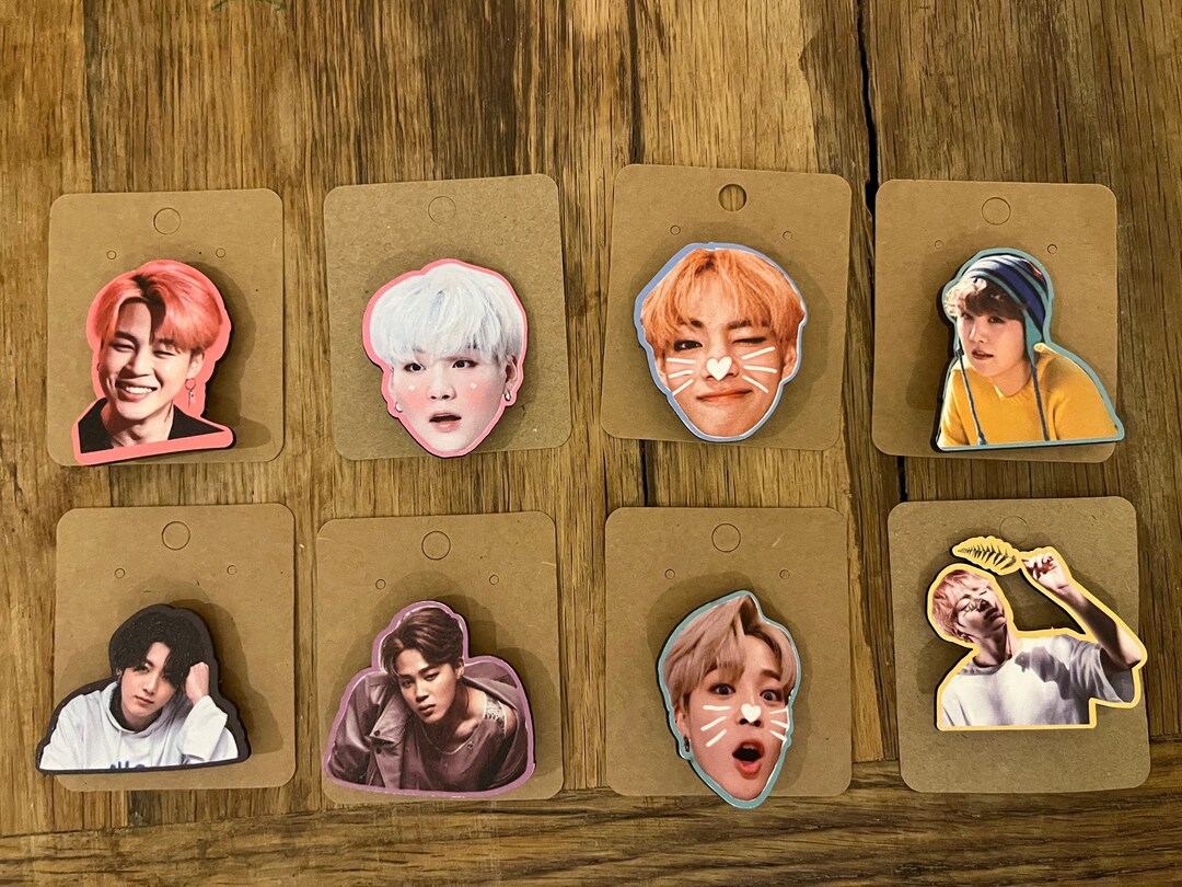 BTS Wooden Brooches, Wooden Pins, Wooden Gift, Wooden Jewellery, Wooden ...