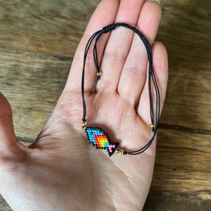 Colorful Seed Beaded Rainbow Fish Bracelet - Adjustable Tie Closure ...